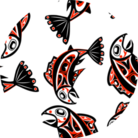 Native Salmon Alaska Seamless Pattern Sticker