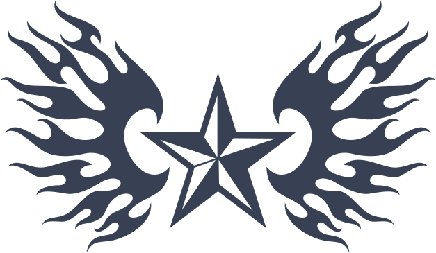 Nautical Star With Flames Sticker - 50+ Colors!