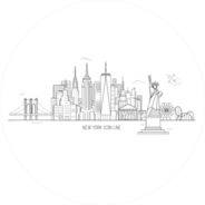 New York Skyline Cute Illustration In Line Art Style Sticker