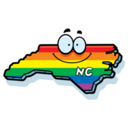 North Carolina Cartoon Map Smiling Rainbow Sticker