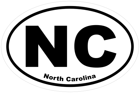 North Carolina Nc Oval Sticker - 50+ Color Options!