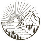 Ocean Mountainscape Circle Sticker