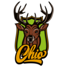 Ohio Calligraphic Lettering With Deer Head Sticker