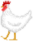 Old School 8 Bit Pixel Art White Hen Standing Sticker