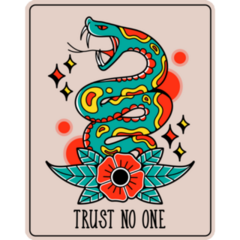 Old Traditional Trust No One Snake Tattoo Sticker