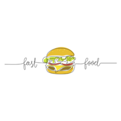 One Line Drawing Fast Food Burger Sticker