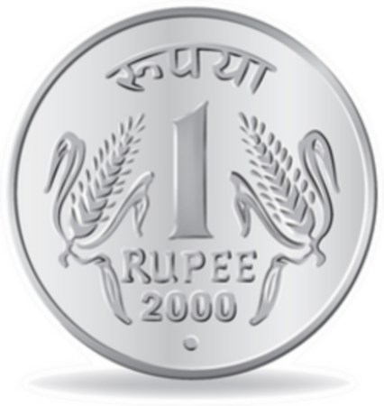 One Rupee Coin Silver Sticker