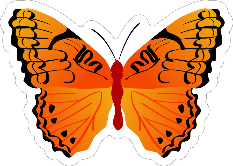 Orange Butterfly Sticker - Fast Shipping & No Minimums
