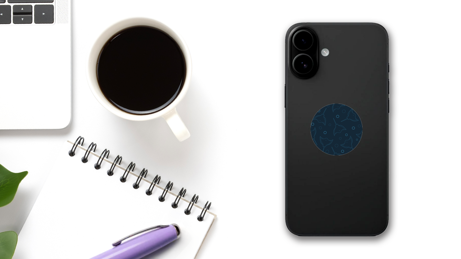 Outline Stingray Pattern Design Blue Sticker
