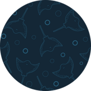 Outline Stingray Pattern Design Blue Sticker