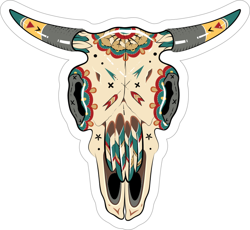 Painted Bull Cow Skull Sticker Shipped Fast & Free!