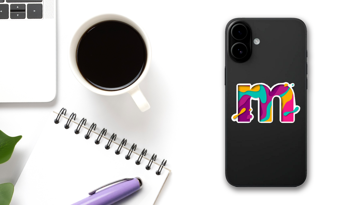 Paper Cut Lower Case Letter M Sticker
