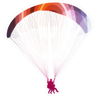 Paraglider Silhouette With Curved Shapes Sticker