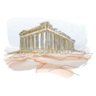 Parthenon On Acropolis, Athens, Greece Illustration Sticker