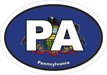 Vibrant, High-Quality Pennsylvania Pa State Flag Oval Stickers