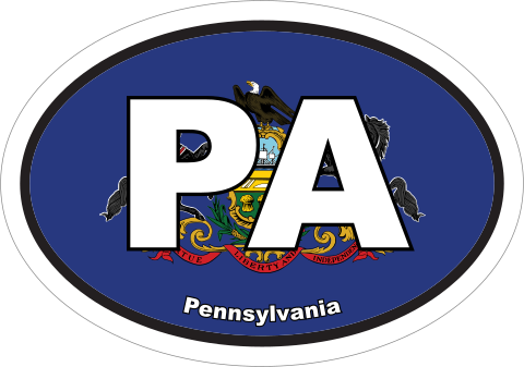 Vibrant, High-Quality Pennsylvania Pa State Flag Oval Stickers