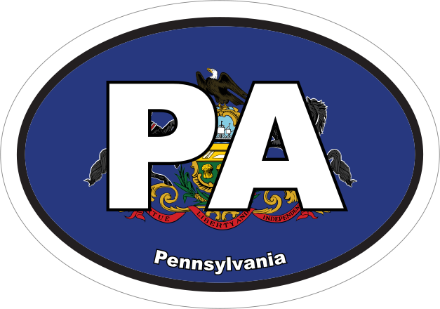Vibrant, High-Quality Pennsylvania Pa State Flag Oval Stickers