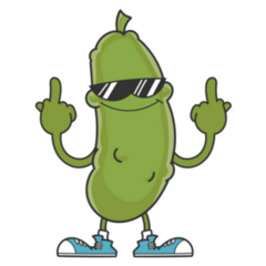 Pickle Cartoon Middle Fingers Sticker