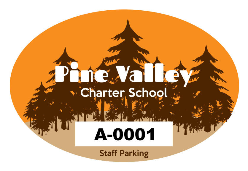 Customizable Pine Tree Oval School Parking Permit