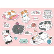 Pink Cat Sticker Sheet