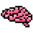 Pink Human Brain, 8 Bit Pixel Art Sticker