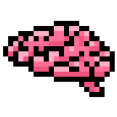 Pink Human Brain, 8 Bit Pixel Art Sticker