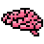 Pink Human Brain, 8 Bit Pixel Art Sticker