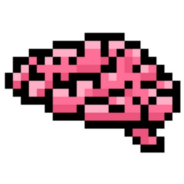 Pink Human Brain, 8 Bit Pixel Art Sticker