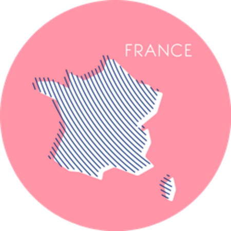 Pink Striped Map Of France Labeled Sticker