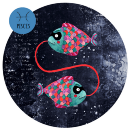 Pisces Sign Fish Characters Watercolor Sticker