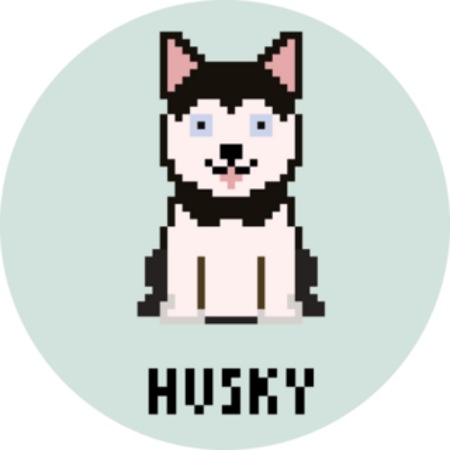 Pixel Husky Lettering Sticker