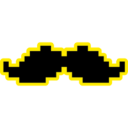 Pixel Yellow Mustache Sticker