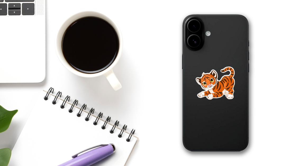 Playful Tiger Cub Sticker