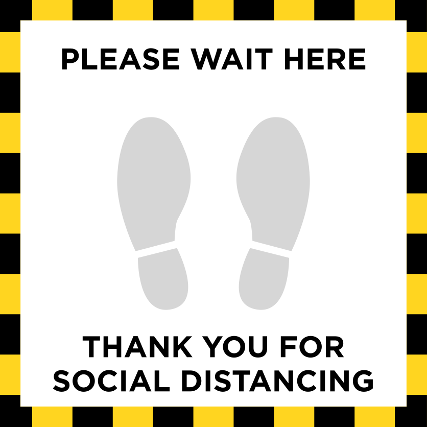 Please Wait Here Square Floor Sticker Shipped Fast & Free!
