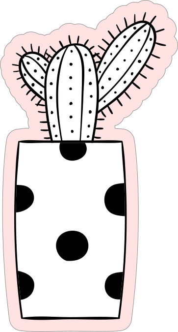 Pokey Cactus in Polka Dotted Pot Sticker