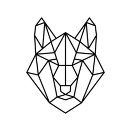 Polygonal Geometric Wolf Head Outline Origami Style Sticker