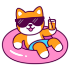 Pool Float Shiba Inu Sticker