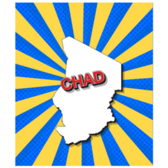 Pop Art Map Of Chad Sticker