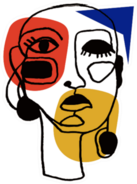 Portrait A Woman With Earring In Modern Abstract Artistry Sticker