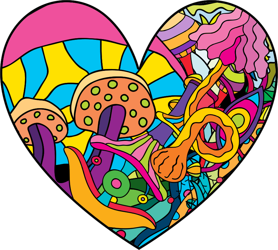 Psychedelic Heart Shaped Hippie Sticker