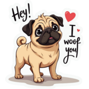 Pug Hey I Woof You Sticker