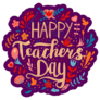 Purple Floral Happy Teachers Day Sticker