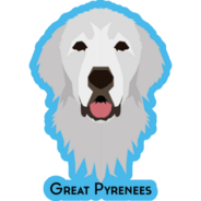 Pyrenees Face On Blue Sticker