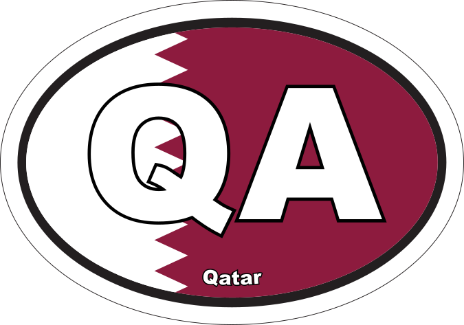 Qatar Qa Flag Oval Sticker