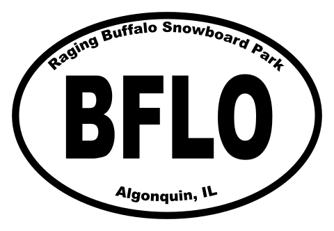 Raging Buffalo Snowboard Park Oval Sticker