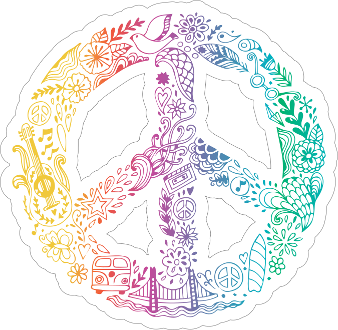 Rainbow Artwork Peace Sign Hippie Sticker
