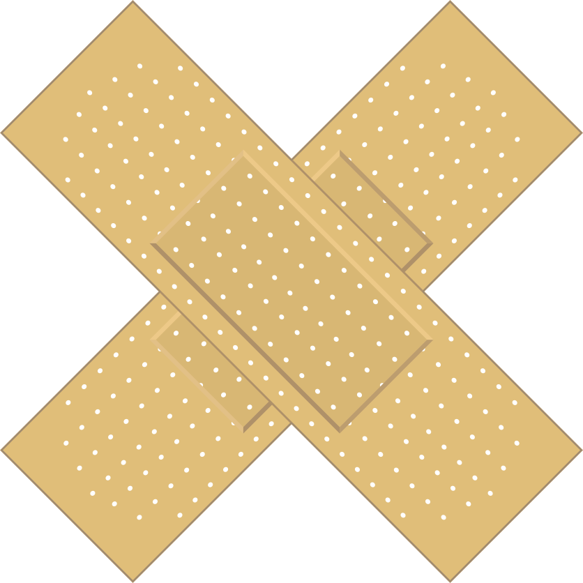 Rectangular Crossed Band Aid Bandage Sticker - 50+ Color Options!