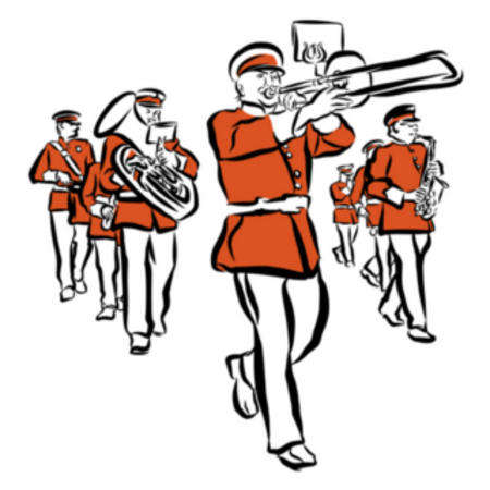 Red Colored Marching Band Illustration Music Sticker