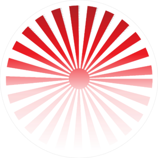 Red Rising Sun Rays Circle Sticker