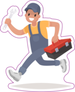 Repairman Running With Tools Sticker